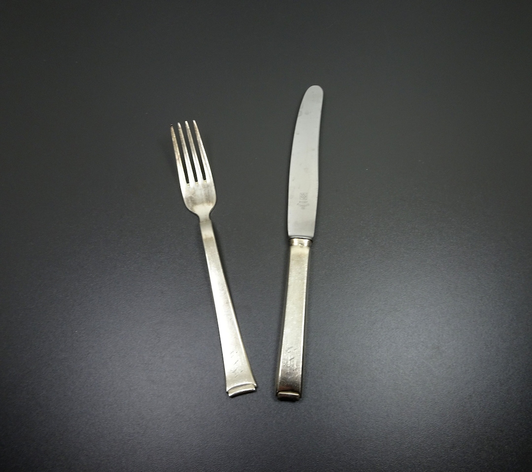 WMF 2500 Art Deco Knife and Fork With Monogram JH Silver-plated Cutlery ...