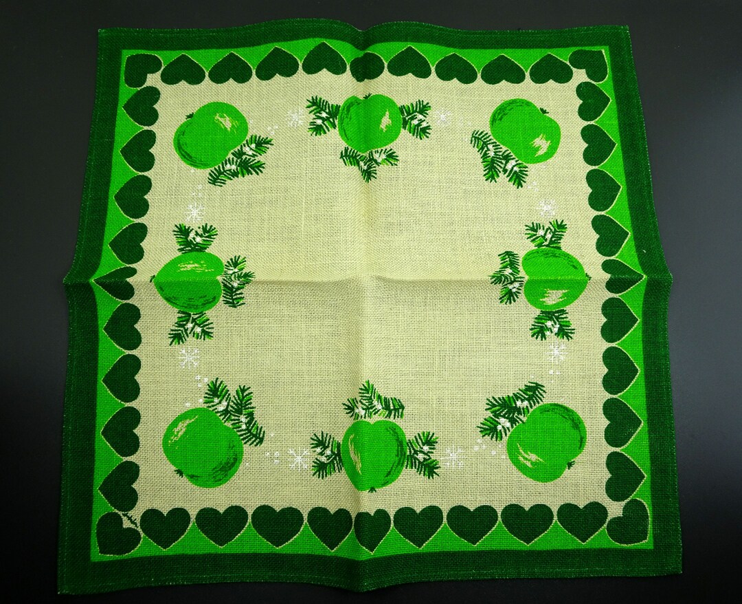 Doily Jute Green 70s Jute Vintage Christmas Heart Apple Sweden 58g 48 X 48 Cm - Etsy