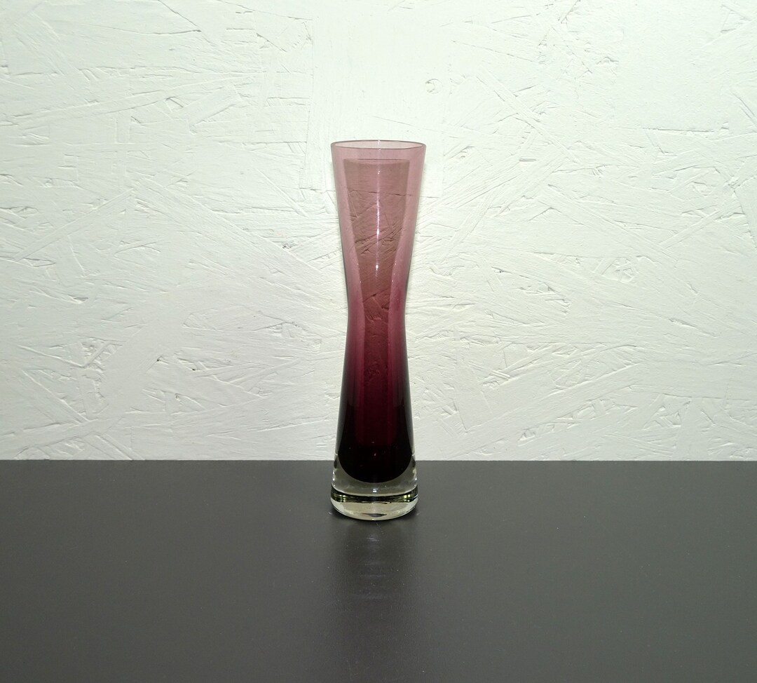 MCM Vase Purple Glass MCM Design X-shape Diabolo Cover - Etsy