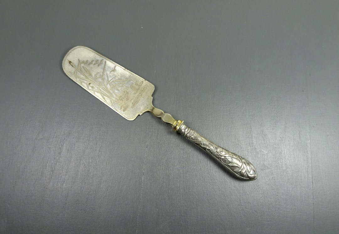 Cake Server Silver Plated Art Nouveau, Antique Water Lily Lotus Decor ...
