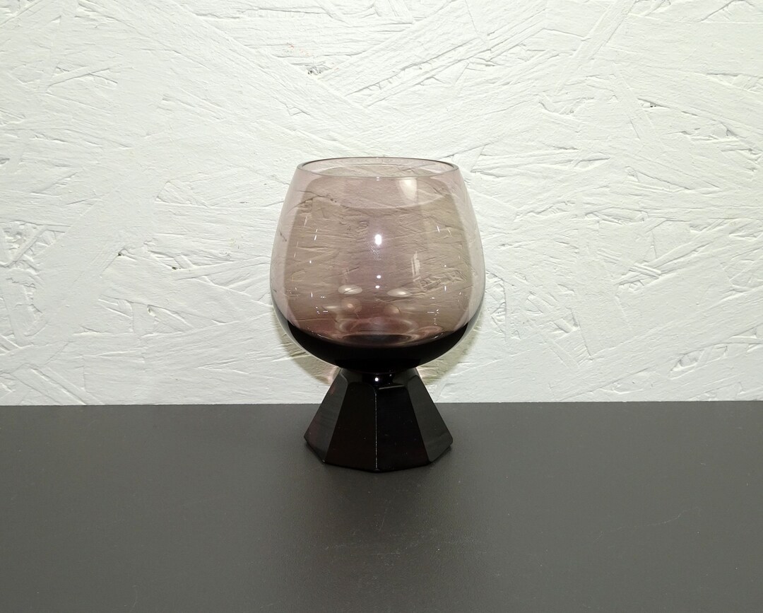 MCM Cognac Glass Purple Block Foot, Friedrich Kristall Trappenkamp ...