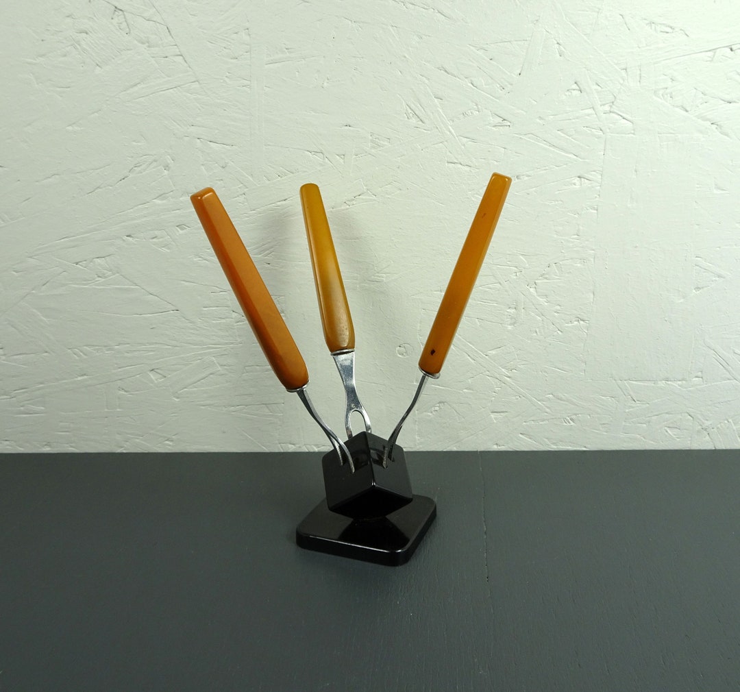Party Forks Bakelite Cube, Serving Cutlery Fork, Art Deco Bakelite ...