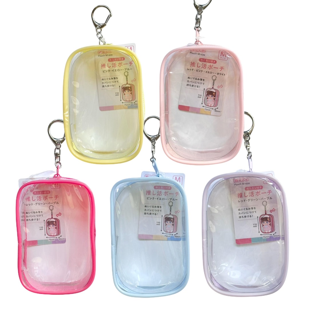 Clear Toy Carrier Pouch Bag Charm Keychain Holder Zipper PVC Case for ...