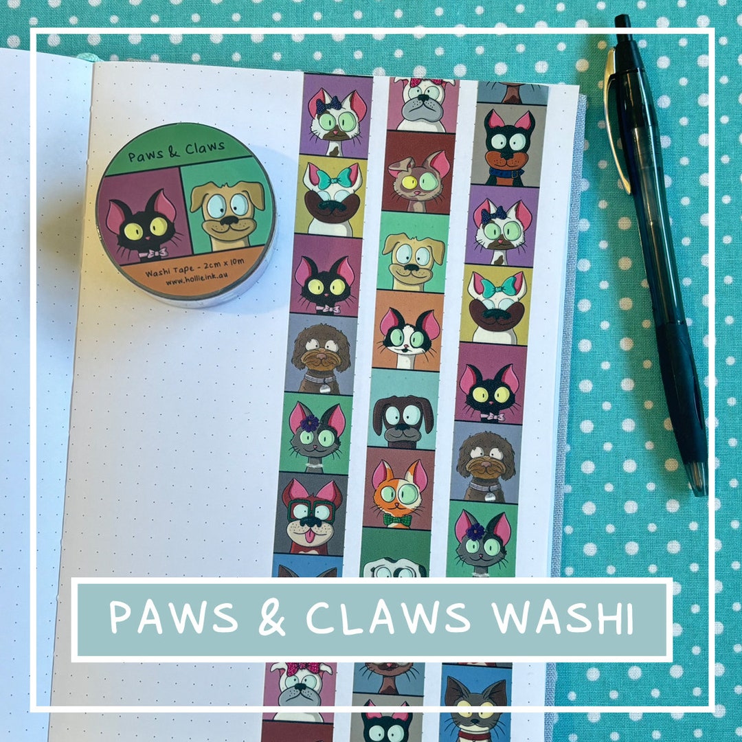 Cats and Dogs Washi Tape Paws & Claws Collection - Etsy Australia