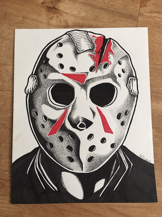 Friday The 13th Mask Drawing Jason Voorhees Mask By Yukiotanaka