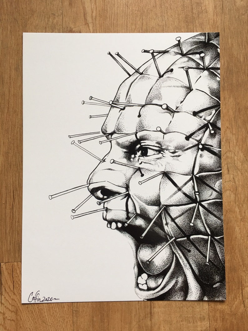 Hellraiser Pinhead Art Print /hand Drawn/horror - Etsy