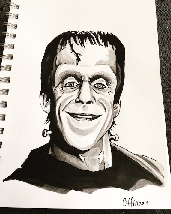 The Munsters Herman Munster Original Art Drawing / Macabre / - Etsy