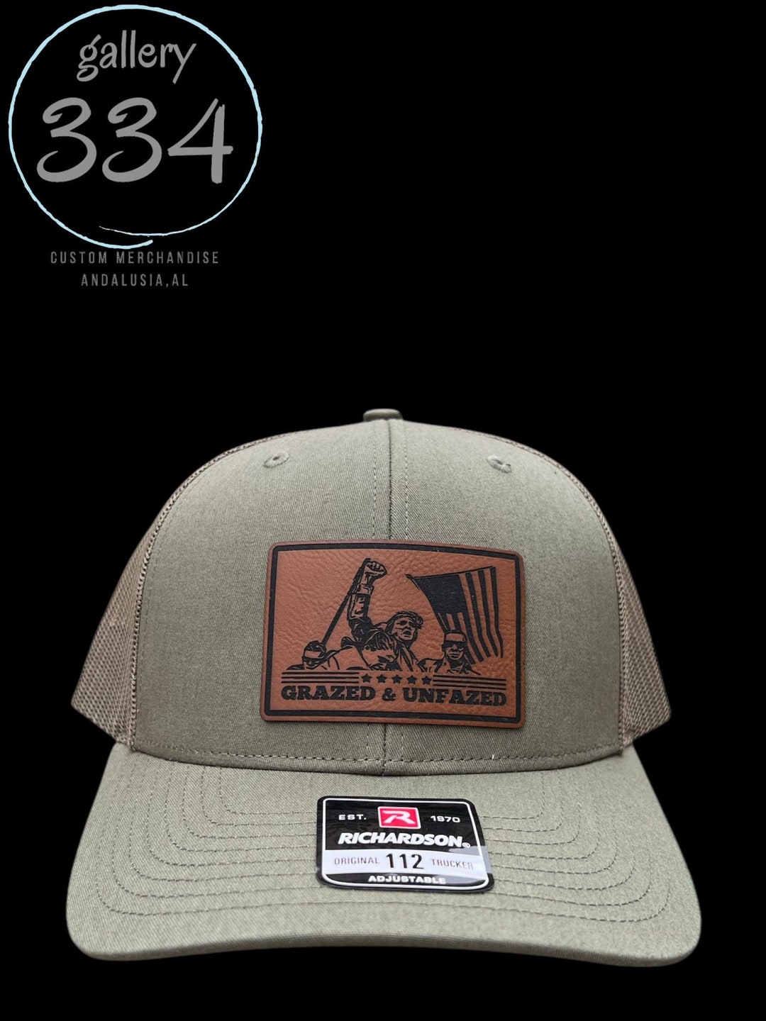 Trump Grazed and Unfazed Leather Patch Richardson 112 Hat - Etsy