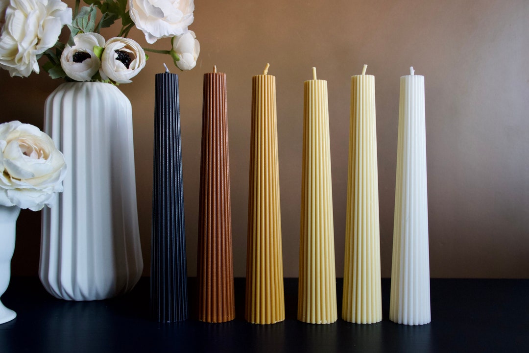 Fluted Pillar Candle Elegant Candle Soy Wax Candle Paraffin - Etsy