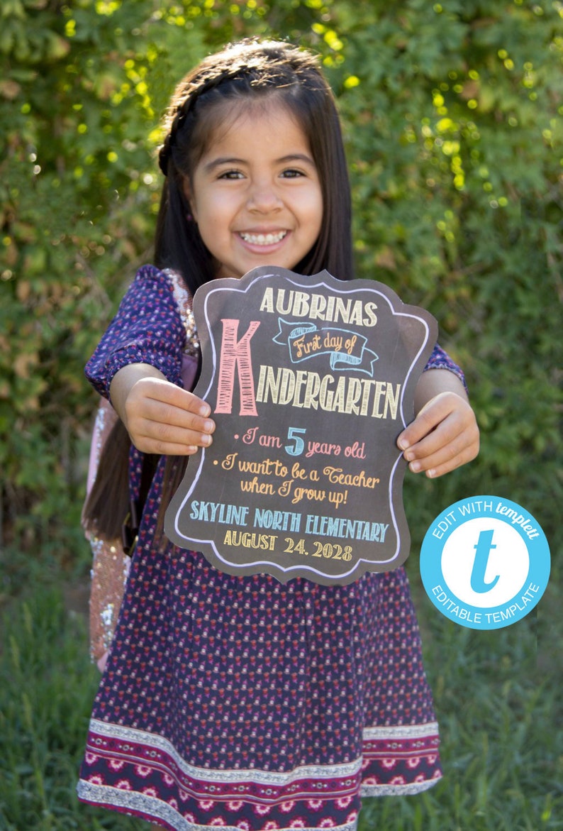 First day of kindergarten sign - noreka