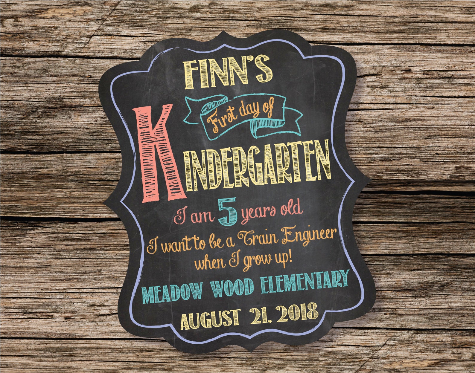 Printable first day of kindergarten sign - repptu