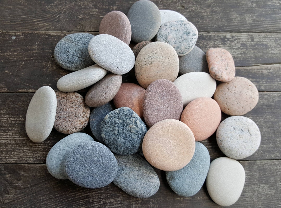 30 Large Flatt Beach Rocks -flat Sea Stones -wedding Stones -wishing ...