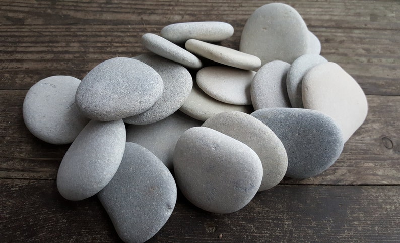 20 Extra Large Sea Stones Light Grey Beach Stones Wedding | Etsy