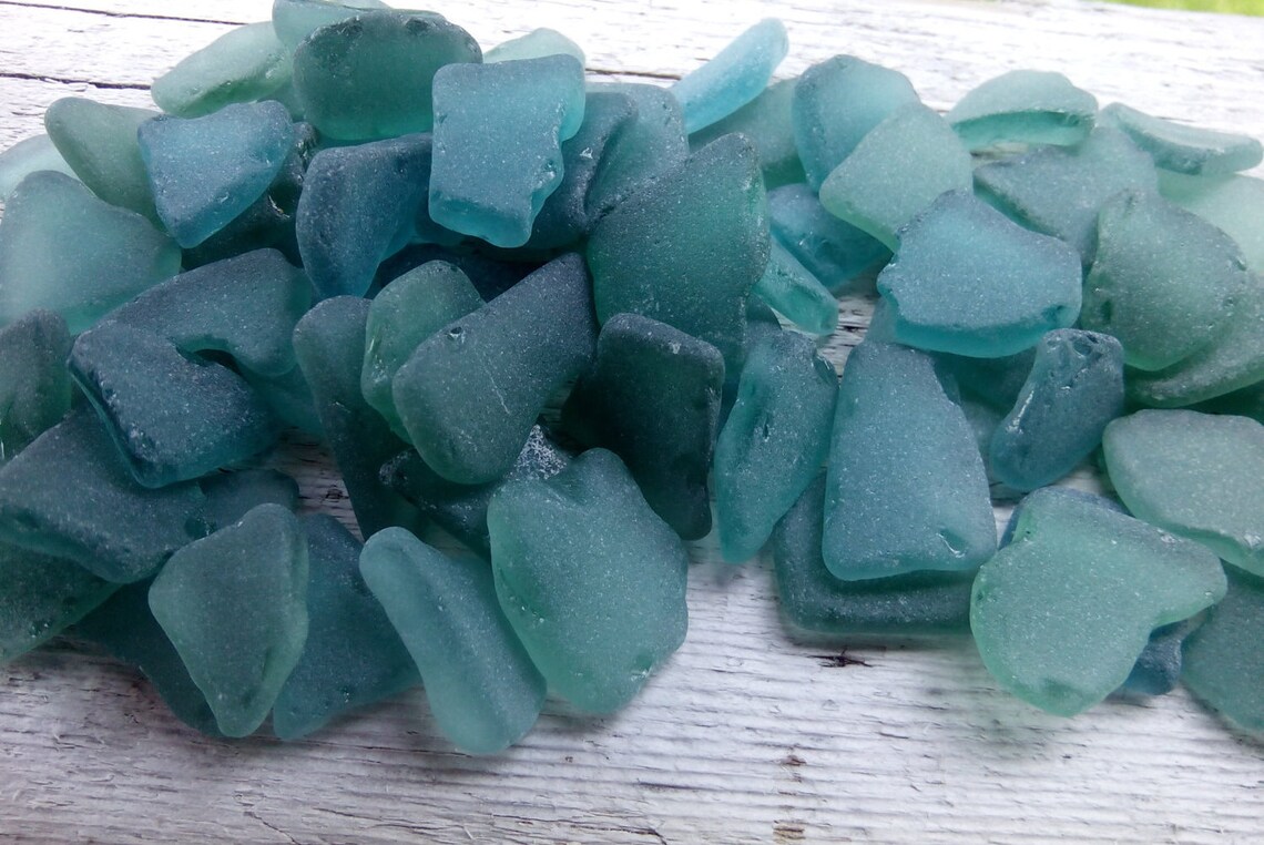 Teal Color Genuine Sea Glass bulk Lot for Crafts eco - Etsy