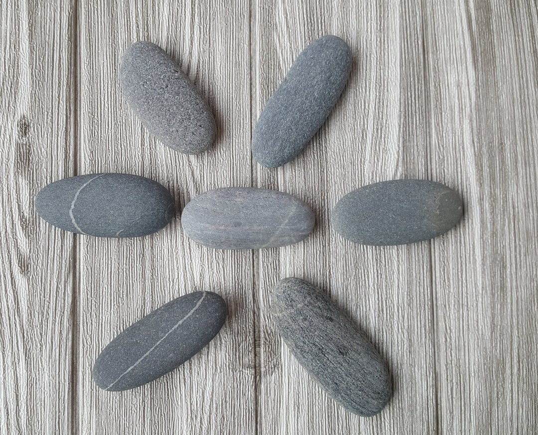 7 Extra Large Sea Stones- Beach Stones- Rocks for Painting - 3.14" -3. ...