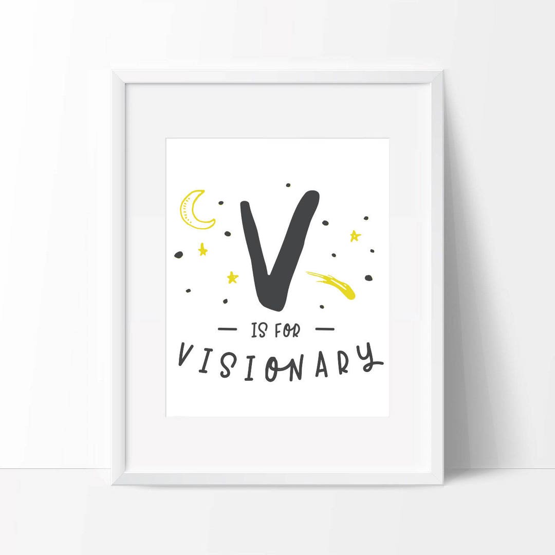 V is for Visionary, Nursery Print, Alphabet Print, Baby Shower Gift ...