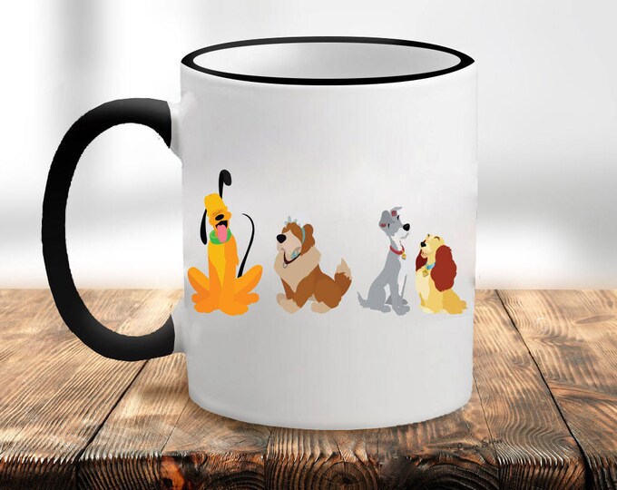 The Dogs of Disney Mug - Minimalist Dogs Woof Lady Tramp Max Puppy Nana ...