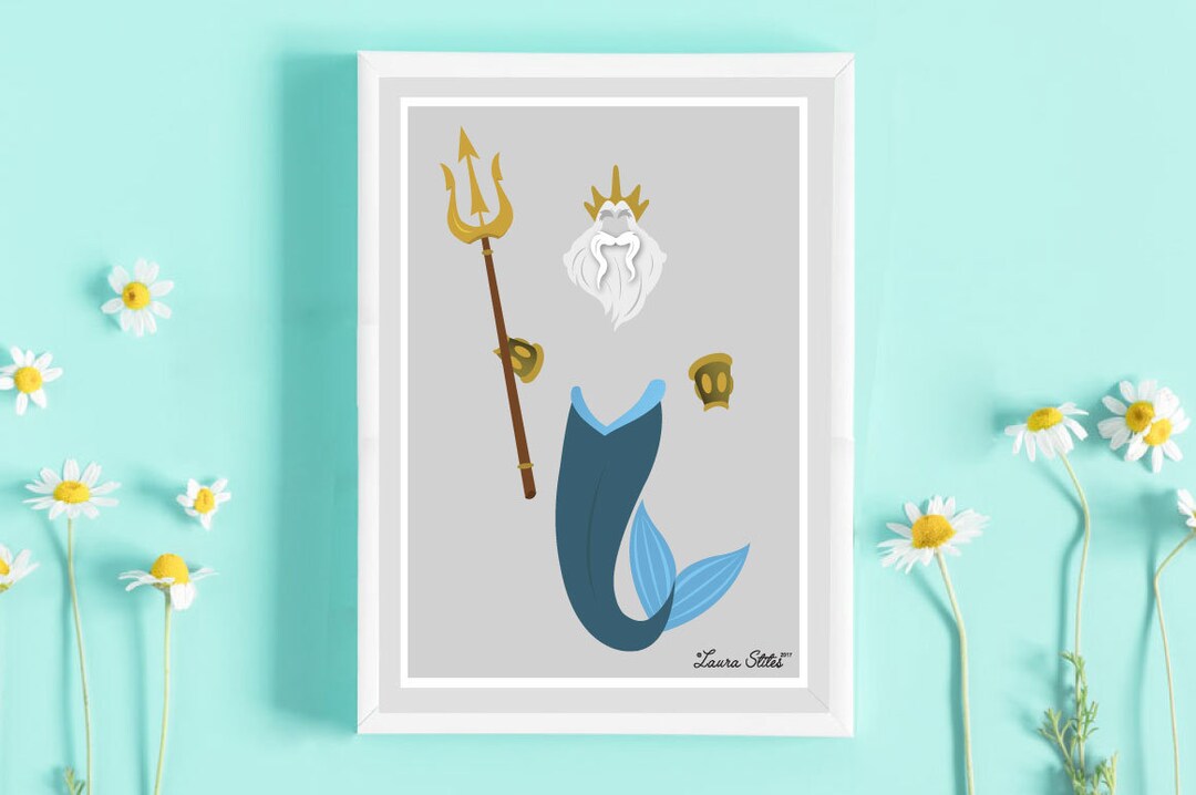 Disney's King Triton Poster/print Minimalist King Triton Ariel Mermaid ...