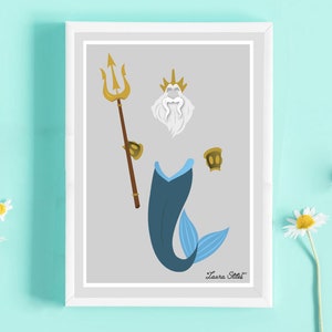 Disney's King Triton Poster/print Minimalist King Triton Ariel Mermaid ...
