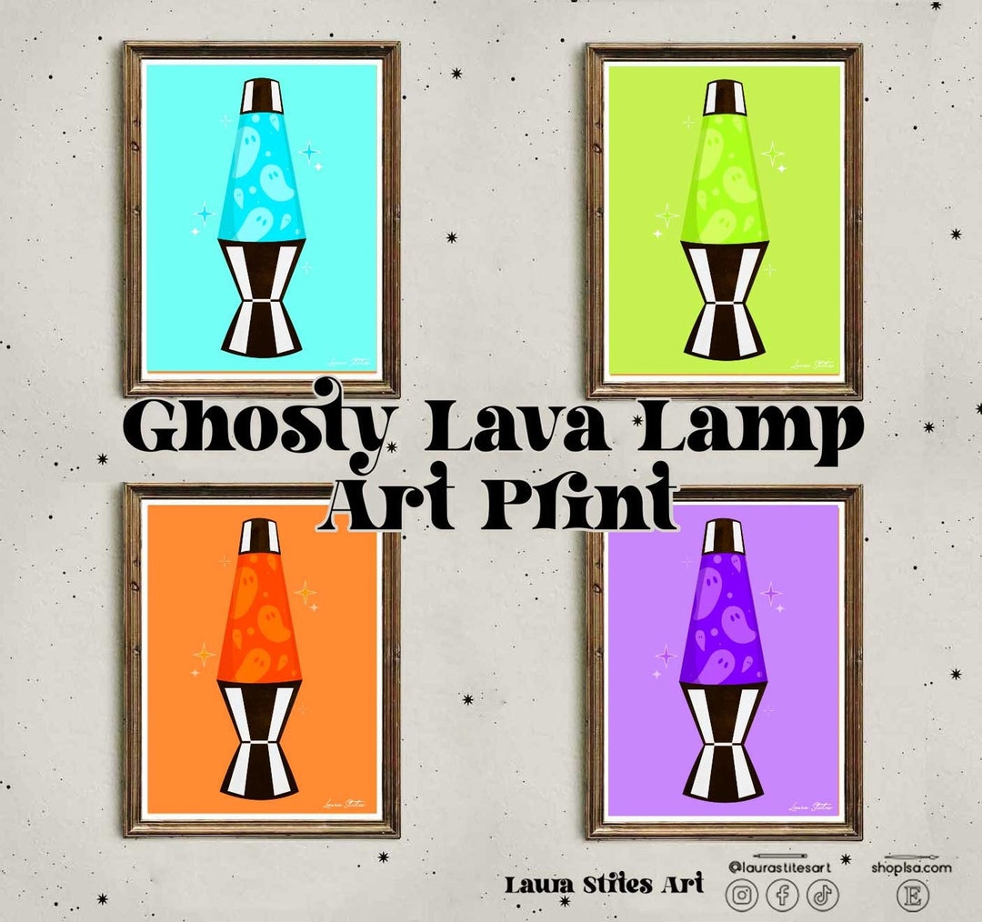Ghosty Lava Lamp Art Print - Minimalist Ghost Spooky Lava Lamp 90's ...