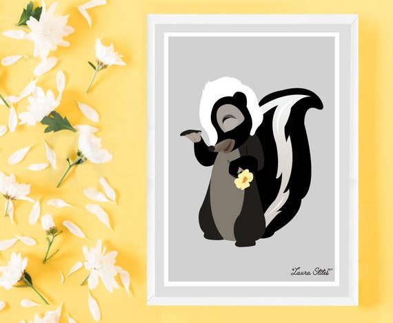Disney's Flower Skunk Poster/Print minimalist skunk | Etsy