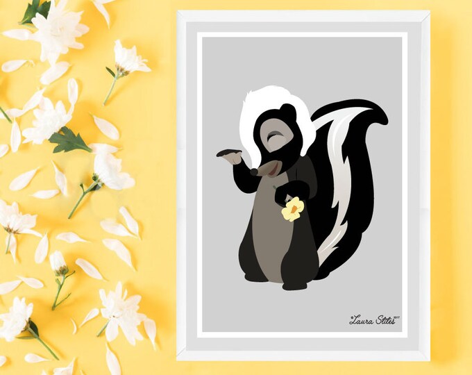 Disney's Flower Skunk Poster/print - Minimalist Skunk Flower Cute Deer ...