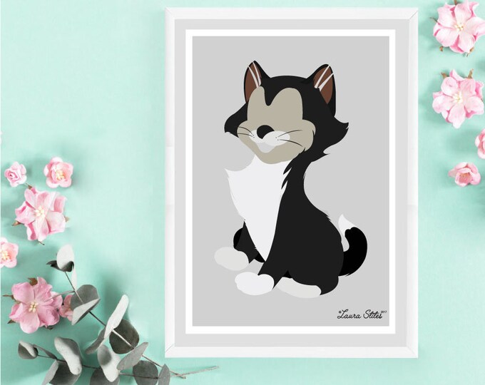 Disney Cat Figaro Poster/print - Cats Disney Cat Figaro Pinocchio Meow ...