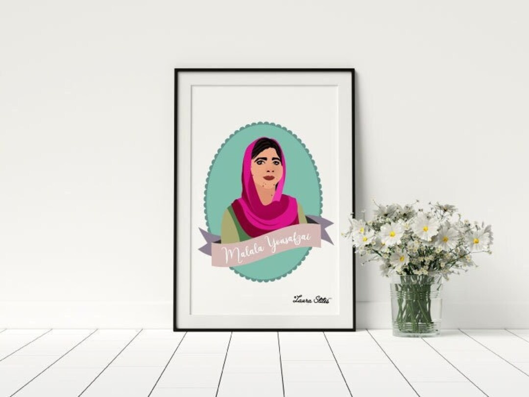 Malala Yousafzai Portrait Illustrations - First Women Malala Womens ...