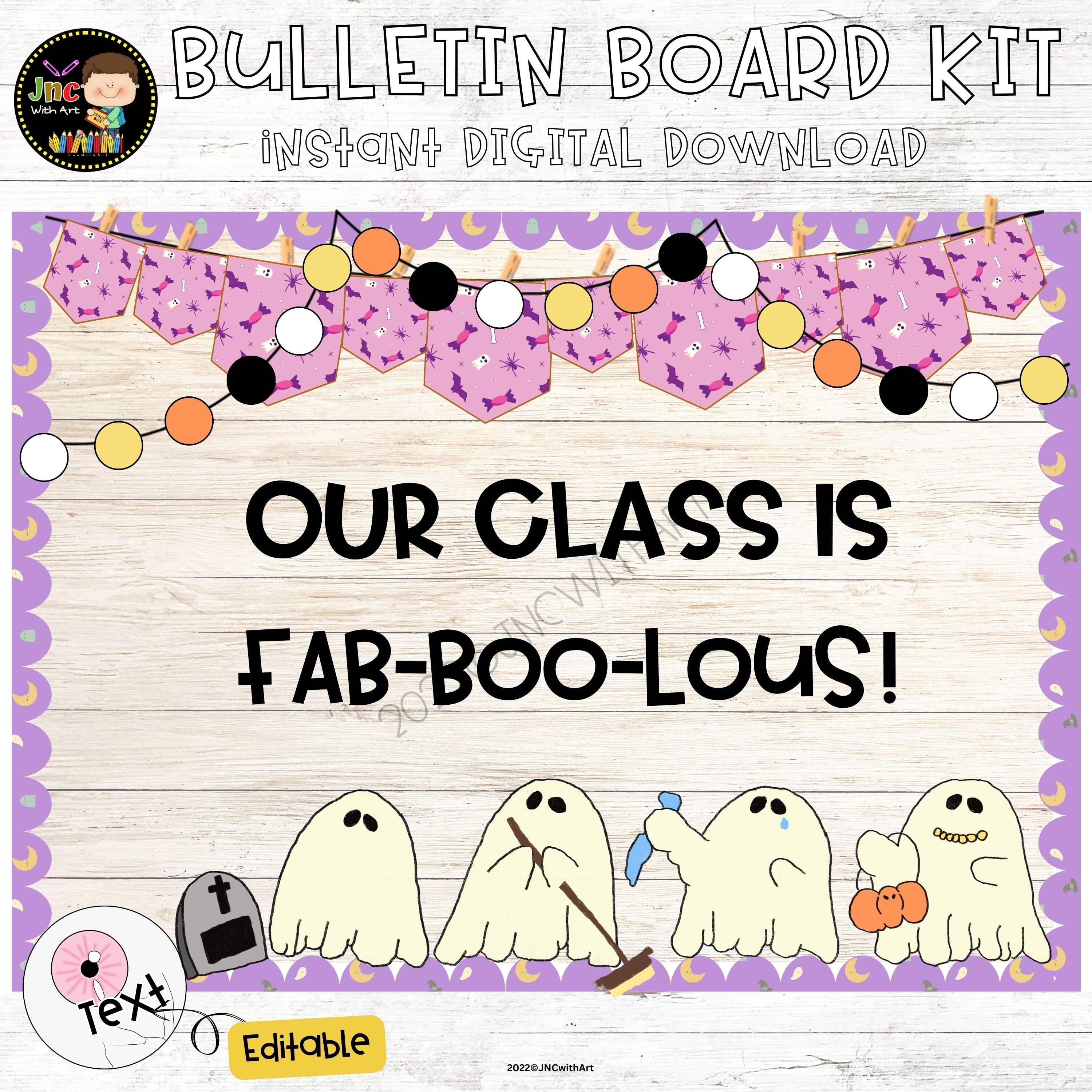 Spooky Halloween Bulletin Board Kit October Door Decor Editable - Etsy