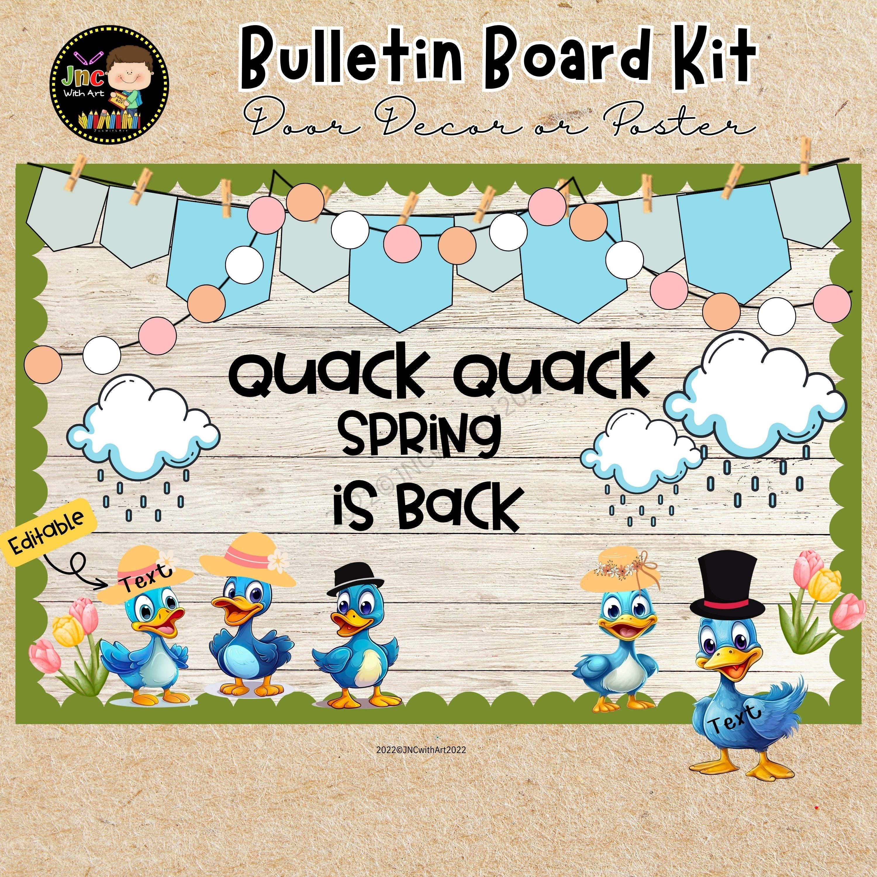 Ducks Spring Bulletin Board Kit Classroom Door Decor Printable Editable ...