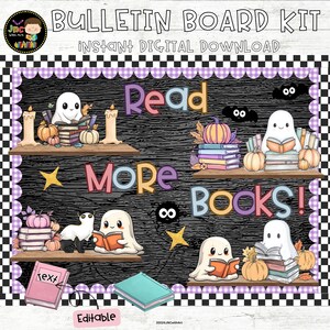 Reading Halloween Bulletin Board Kit October Fall Door Decor Editable ...