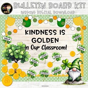 St Patricks Day Bulletin Board Kit, Shamrock Classroom Decor, March ...