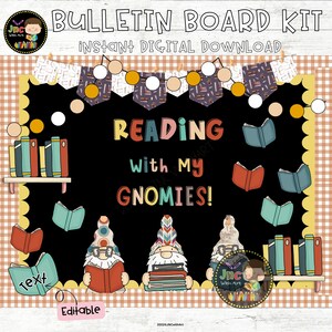 Library Bulletin Board Kit Spring Reading Book Gnomies, Door Decor ...