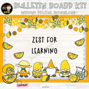 Squeeze the Day Lemon Gnome Bulletin Board Kit – Editable Summer ...