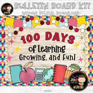 100 Days of School Bulletin Board Kit Classroom Decor Writing Activity ...