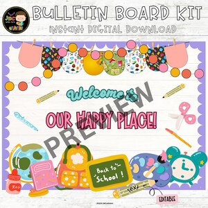 Back to School Bulletin Board Kit | Editable Welcome Classroom Decor ...