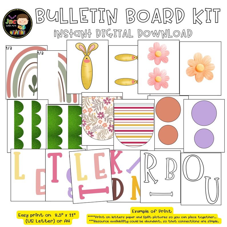 Spring Bulletin Board Kit: Let's Bloom Together, Editable (digital ...