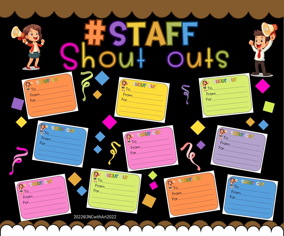 Shout Outs Bulletin Board Kit , Staff Appreciation Shout Out Cards ...