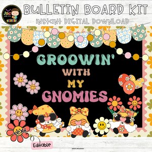 Groovy Retro Spring Gnome Bulletin Board Kit | Classroom Door Decor ...
