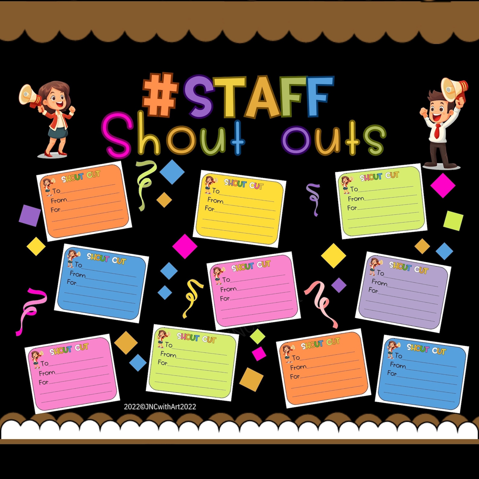 Shout Outs Bulletin Board Kit , Staff Appreciation Shout Out Cards ...