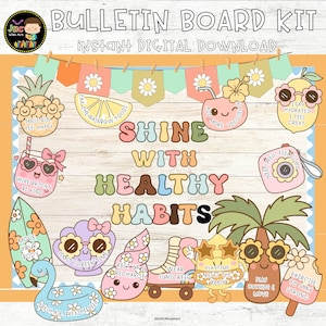 Summer Healthy Habits Bulletin Board Kit, School Nurse Bulletin Board ...
