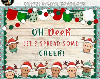 Reindeer Christmas Bulletin Board Kit || December Bulletin Boards ...