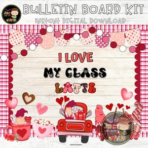 Learning a Latte Bulletin Board Kit Truck Valentine's Day Door Decor ...