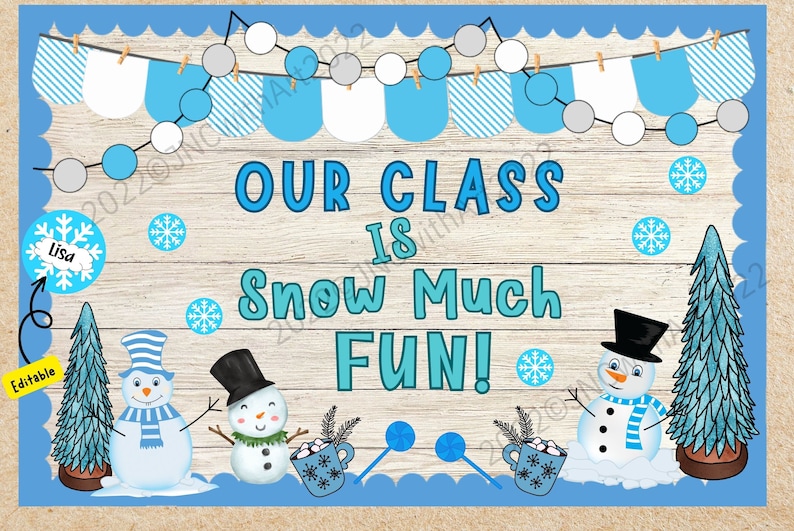Winter Snowman Bulletin Board Idea Door Decor Printable Decomber ...