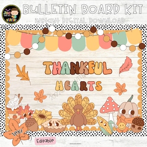 Thanksgiving Groovy Bulletin Board Kit Fall Door Decor Classroom ...