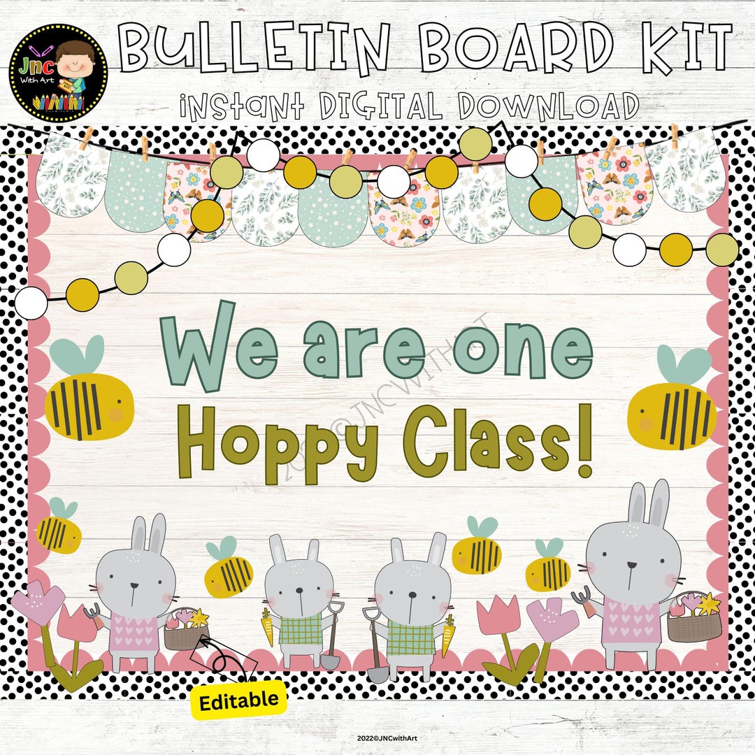 Spring Bulletin Board Kit | We Are One Hoppy Classroom Door Decor ...
