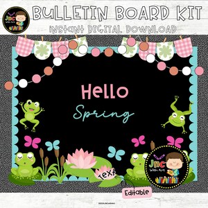 Hopping Into Spring Frog Bulletin Board Kit Classroom Door Decor ...