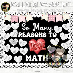 Valentine Day Bulletin Board Kit Door Decor Reasons to Love Math ...