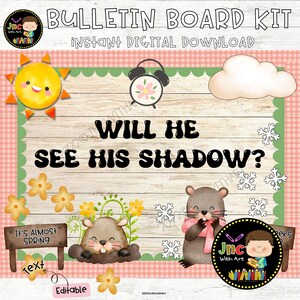 Groundhog Day Bulletin Board Kit Activity February Classroom Decor ...