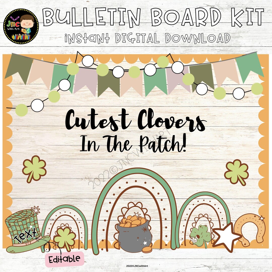Cutest Clovers in the Patch,st.patrick’s Day Bulletin Board Kit, Door ...